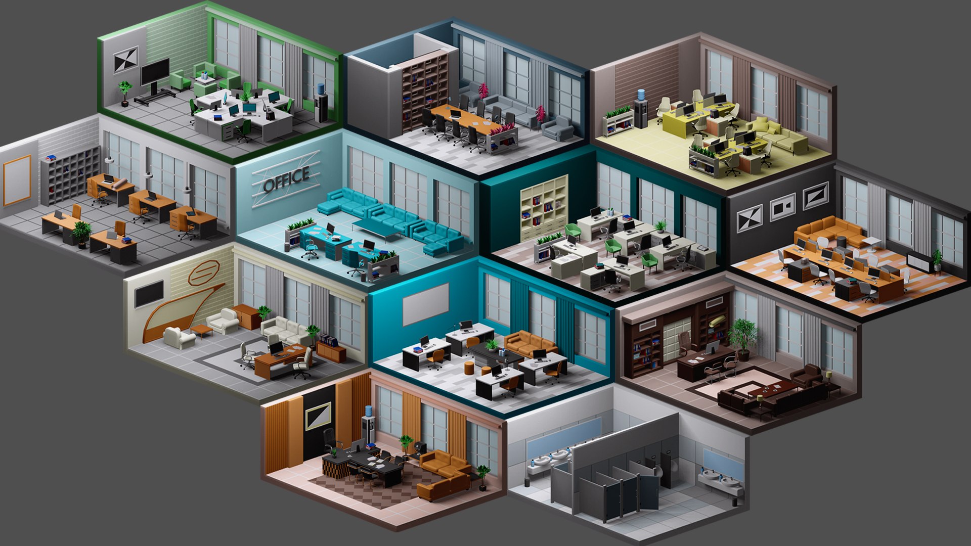 3D Low poly office rooms - TurboSquid 2125817