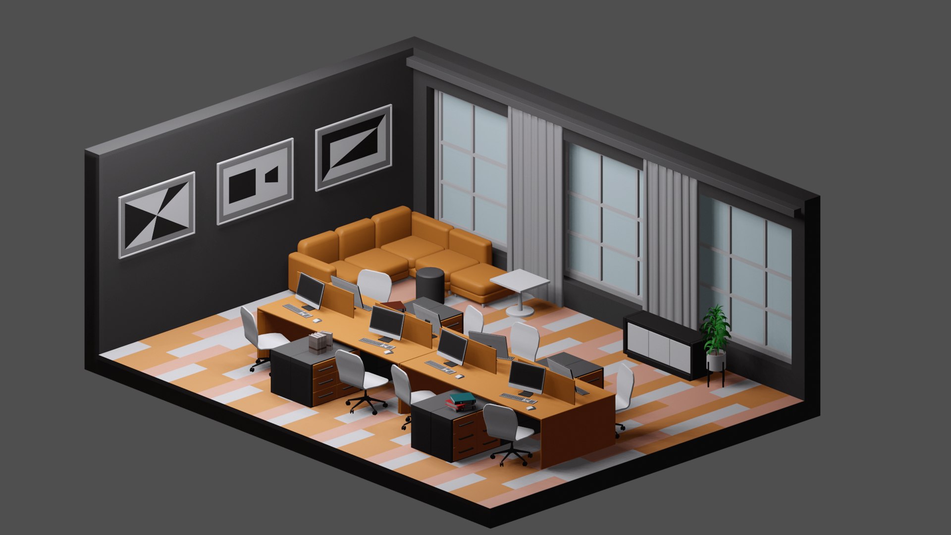 3D Low Poly Office Rooms - TurboSquid 2125817