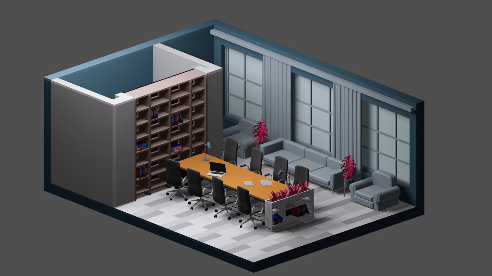3D Low Poly Office Rooms - TurboSquid 2125817