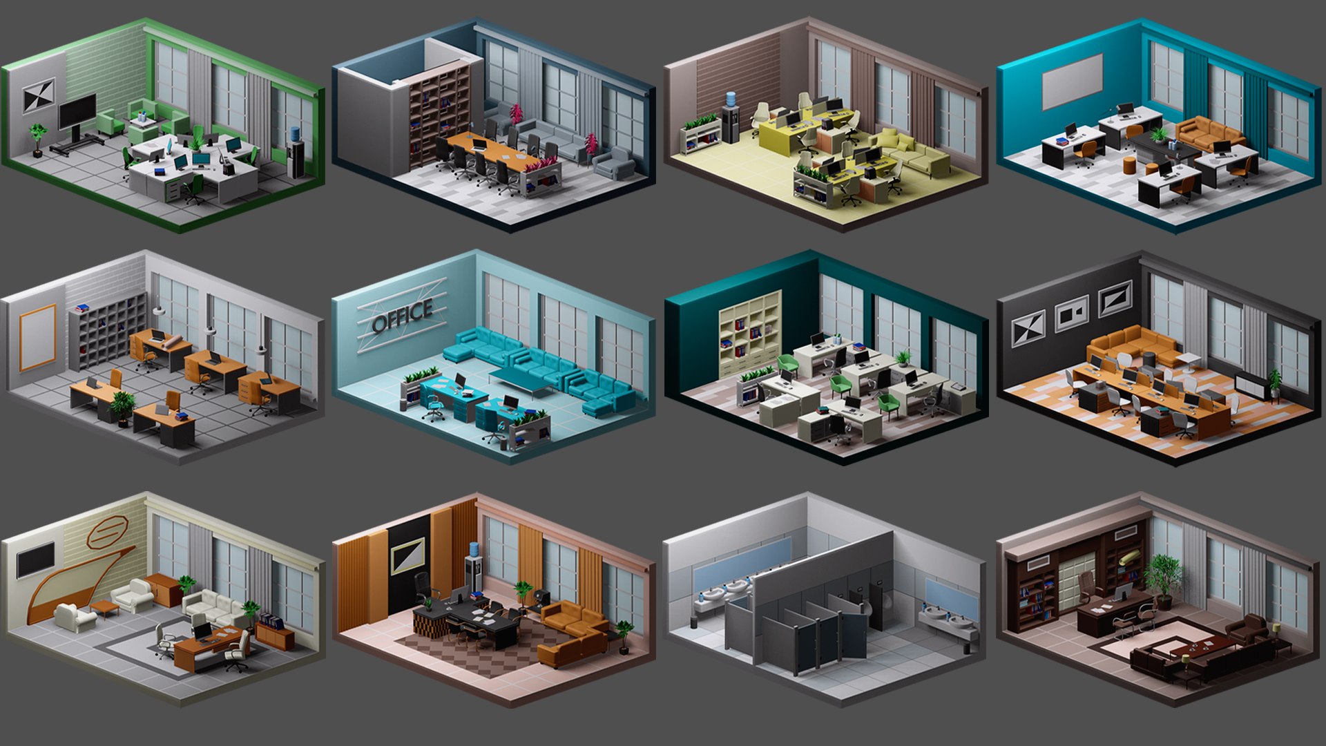 3D Low Poly Office Rooms - TurboSquid 2125817