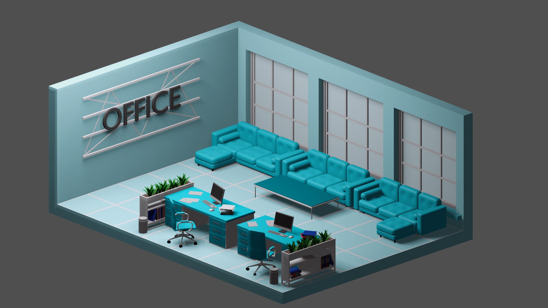 3D Low Poly Office Rooms - TurboSquid 2125817