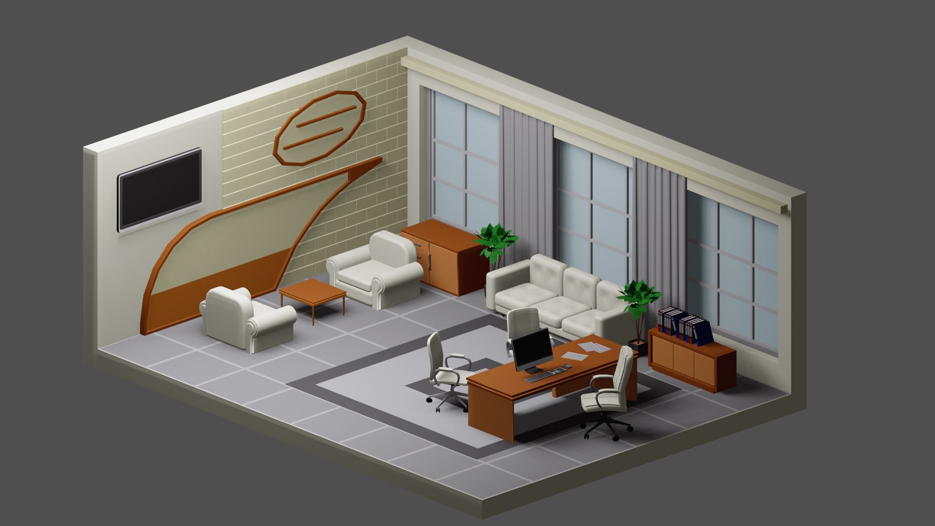 3D Low Poly Office Rooms - TurboSquid 2125817