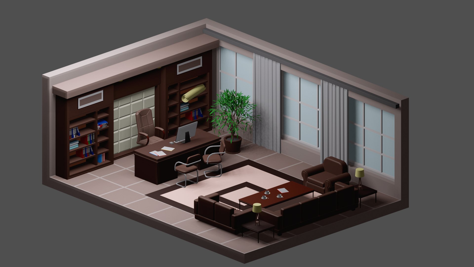 3D Low Poly Office Rooms - TurboSquid 2125817
