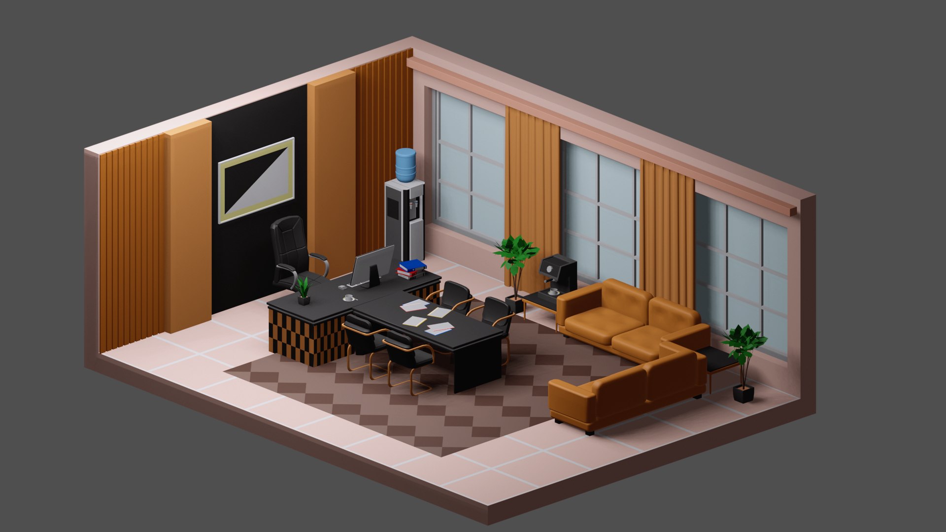 3D Low Poly Office Rooms - TurboSquid 2125817