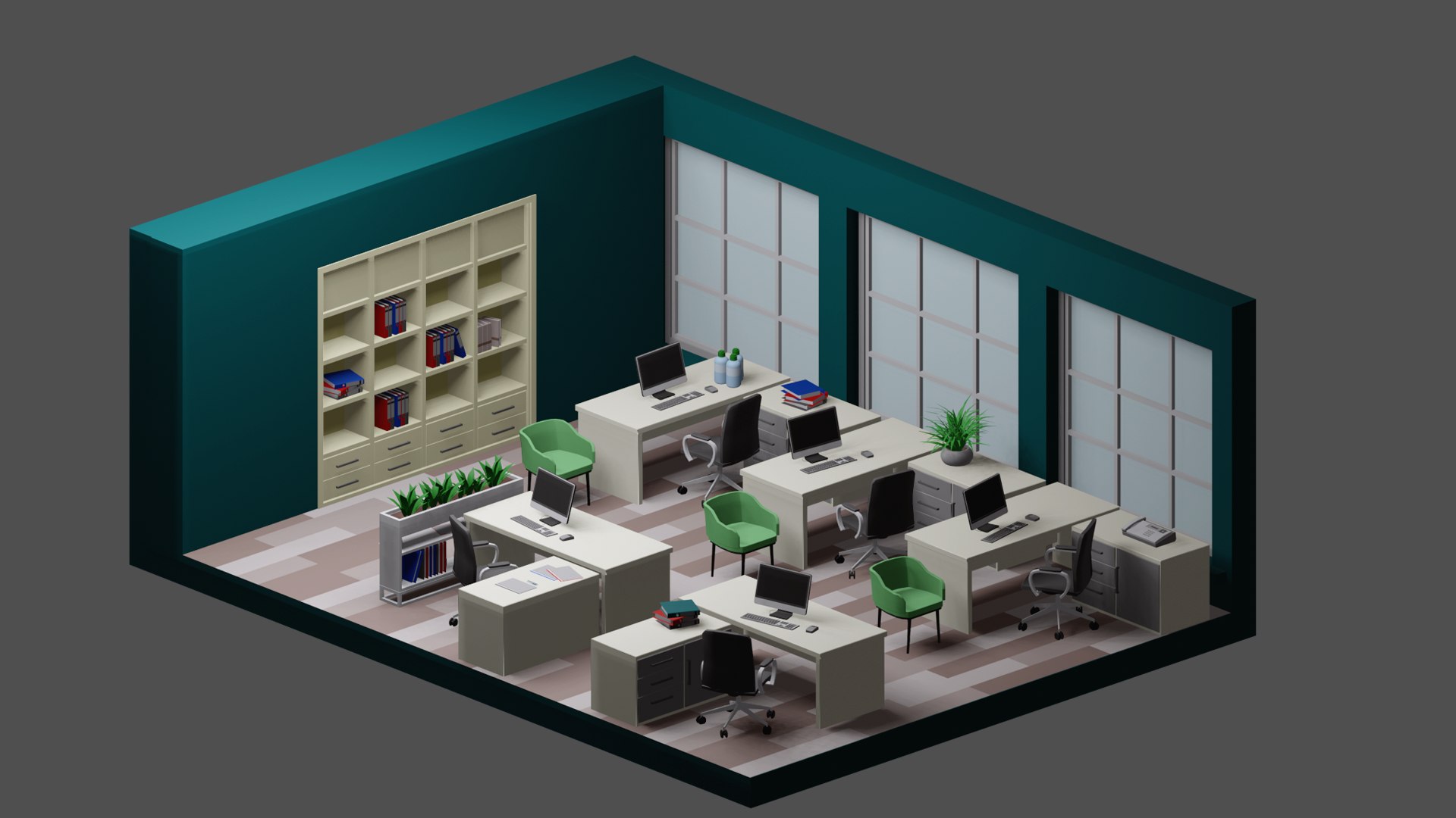 3D Low Poly Office Rooms - TurboSquid 2125817