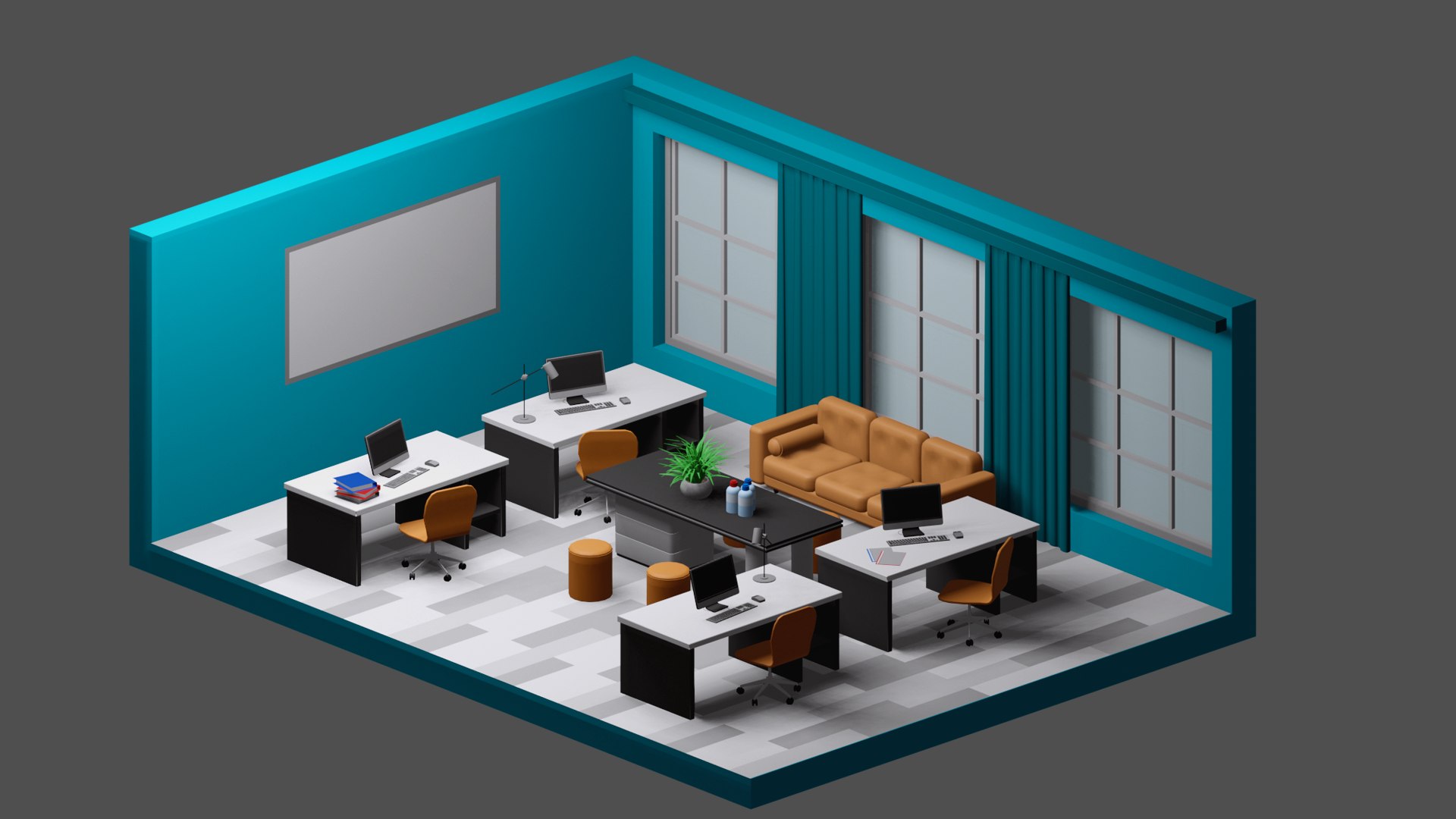 3D Low Poly Office Rooms - TurboSquid 2125817