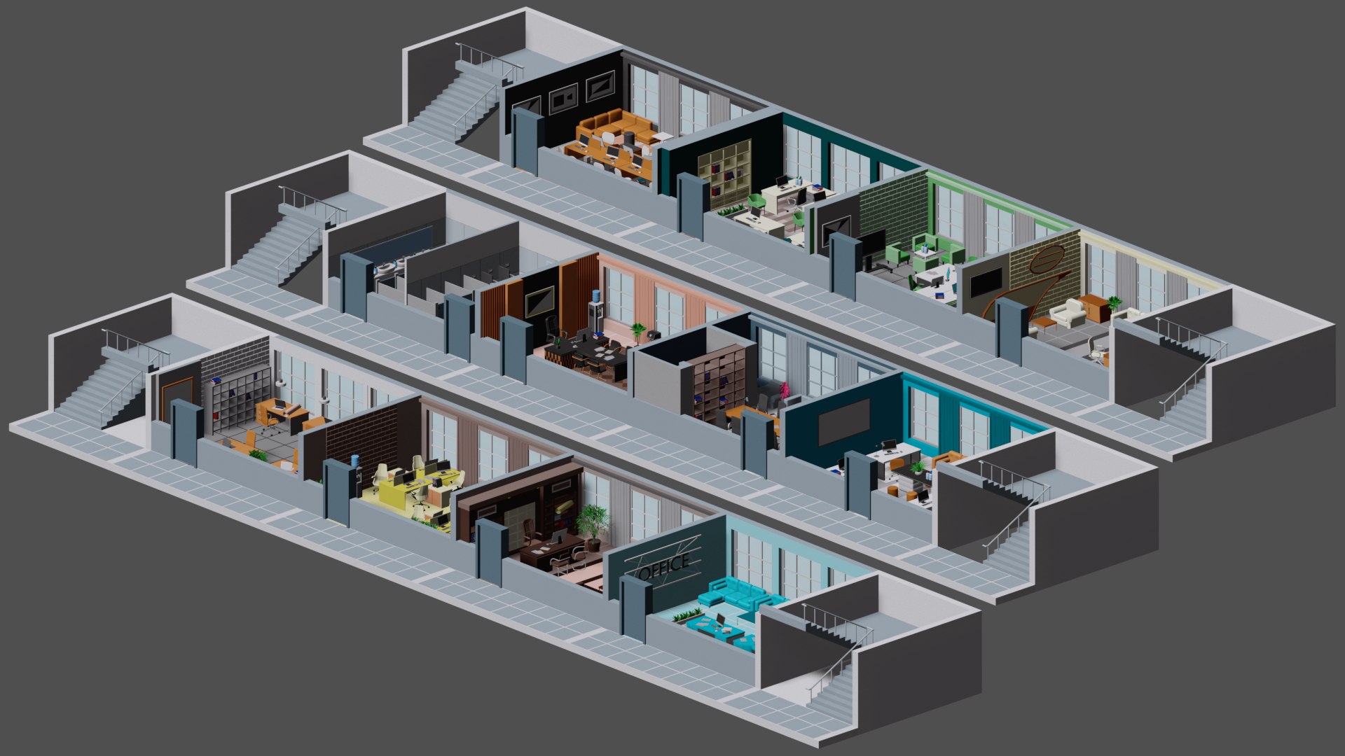 3D Low Poly Office Rooms - TurboSquid 2125817