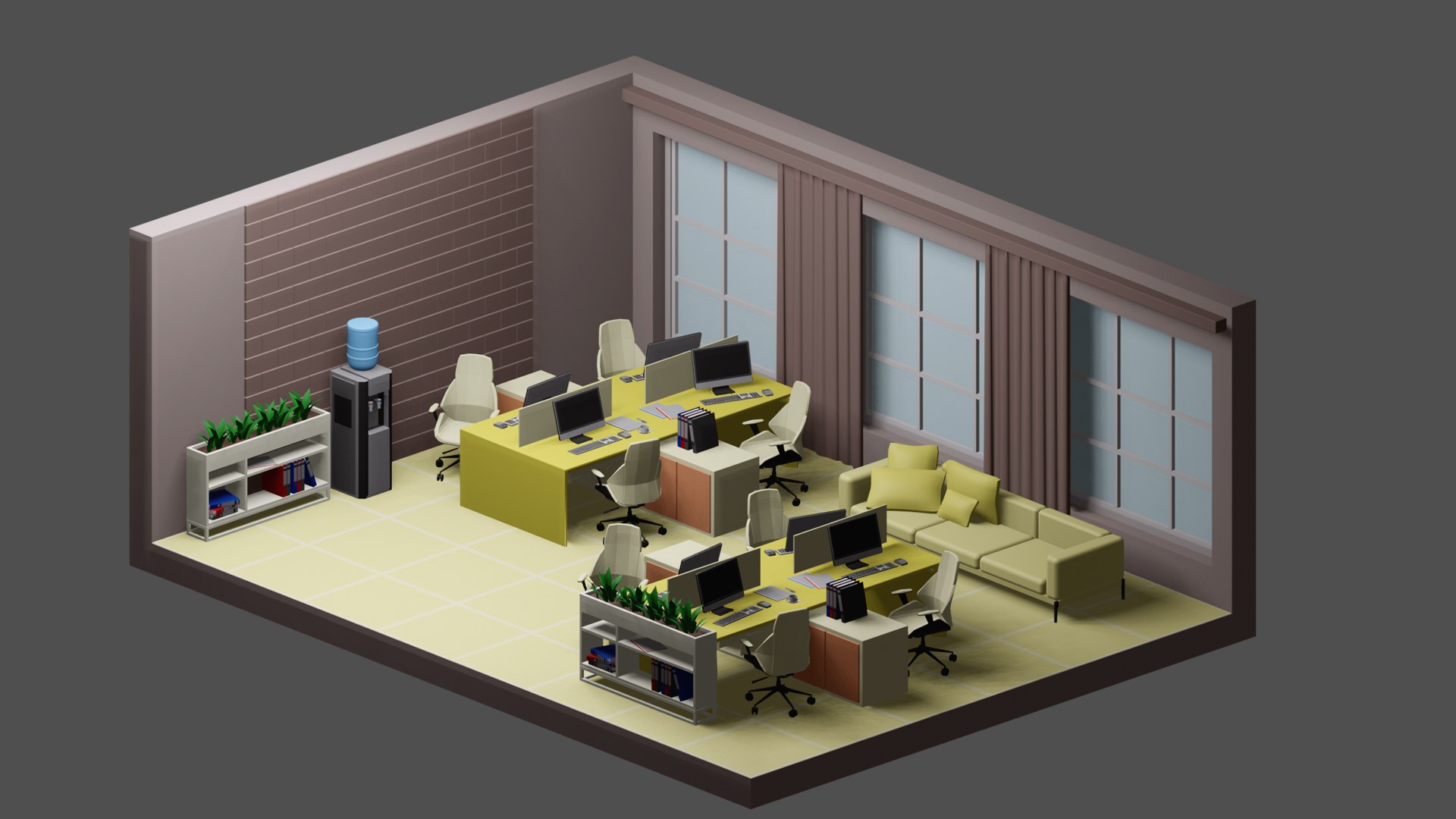 3D Low Poly Office Rooms - TurboSquid 2125817