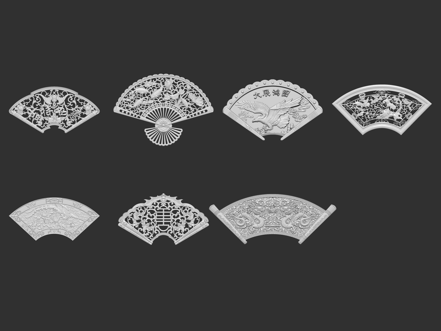 Fan-shaped decorations 3D - TurboSquid 2037891