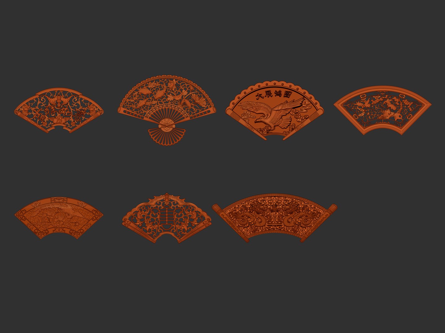 Fan-shaped decorations 3D - TurboSquid 2037891