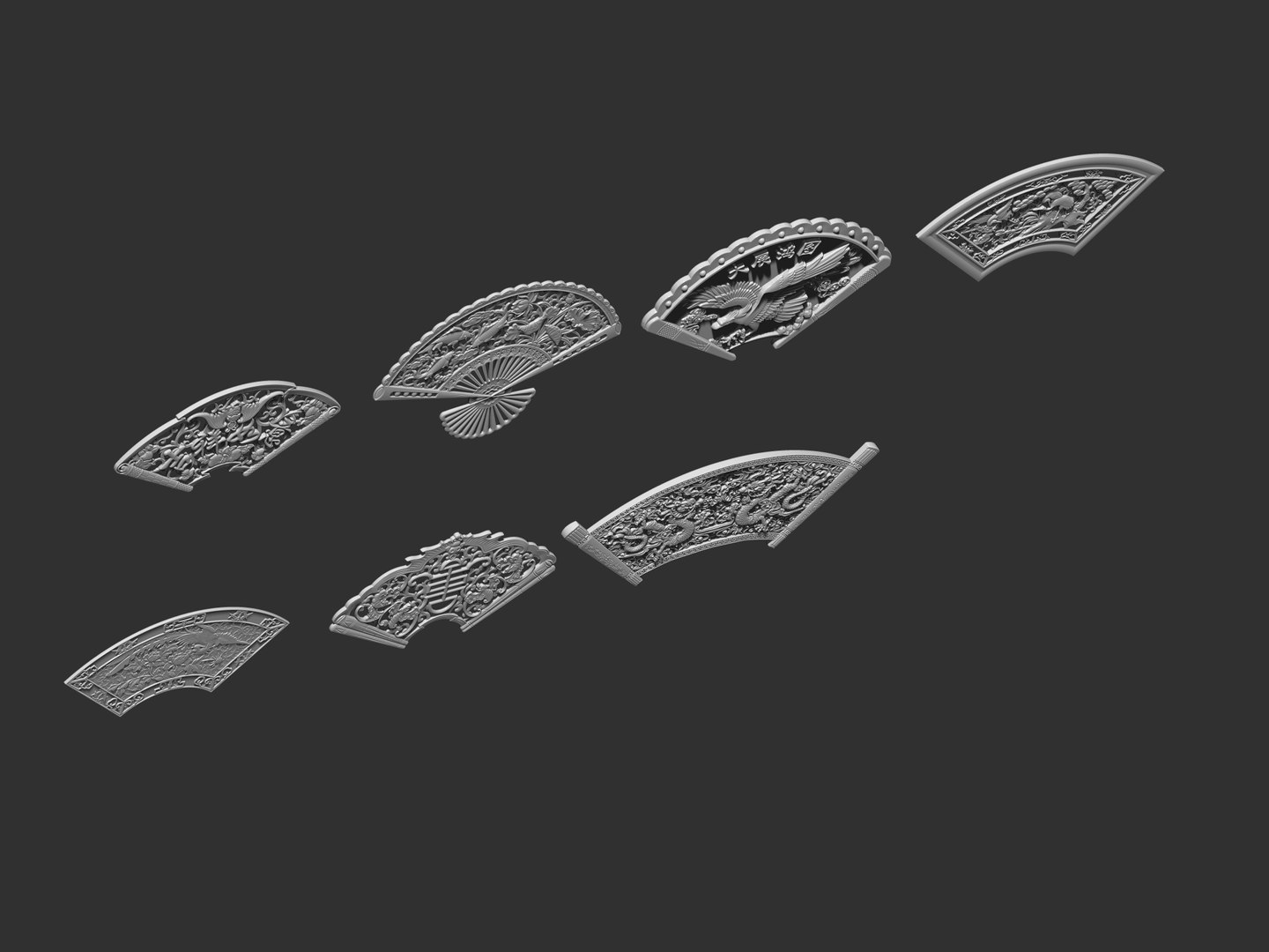 Fan-shaped decorations 3D - TurboSquid 2037891