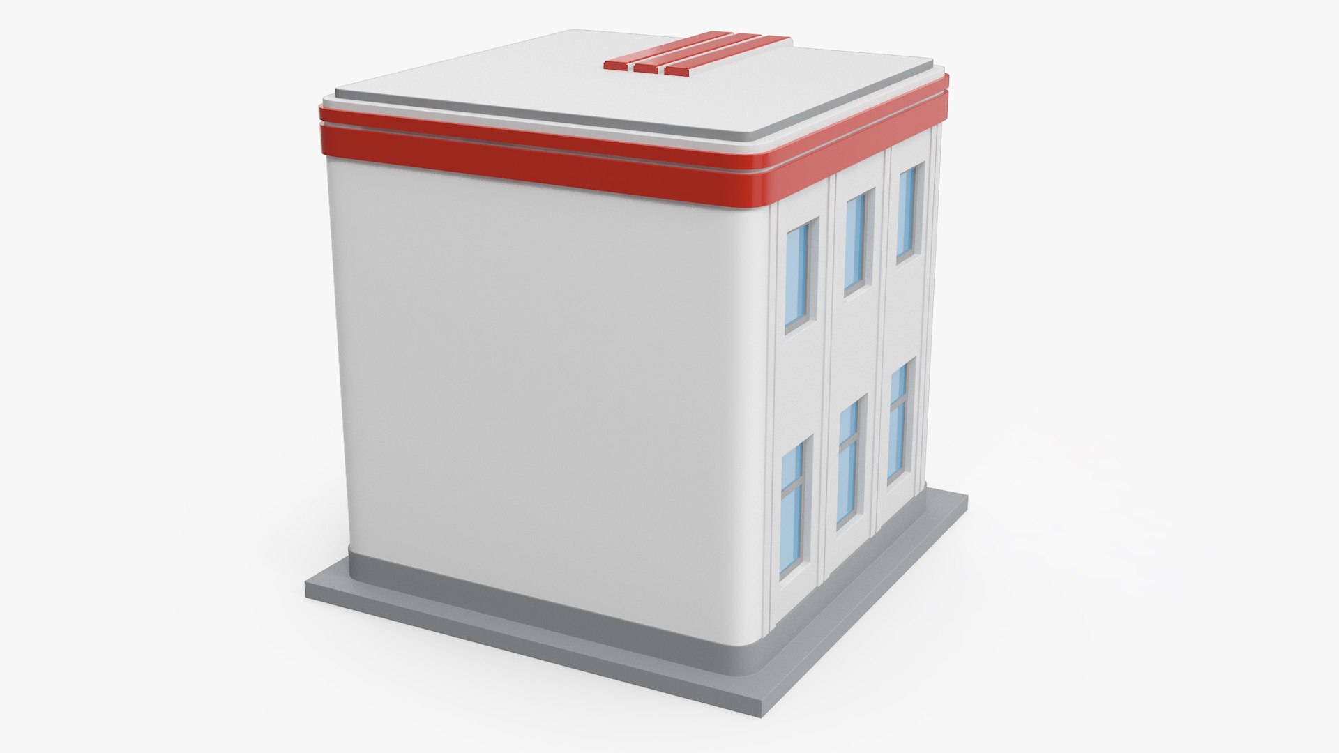 Cartoon Bank Building Red model - TurboSquid 1948149