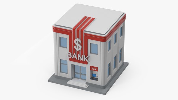 Cartoon Bank Building Red model - TurboSquid 1948149