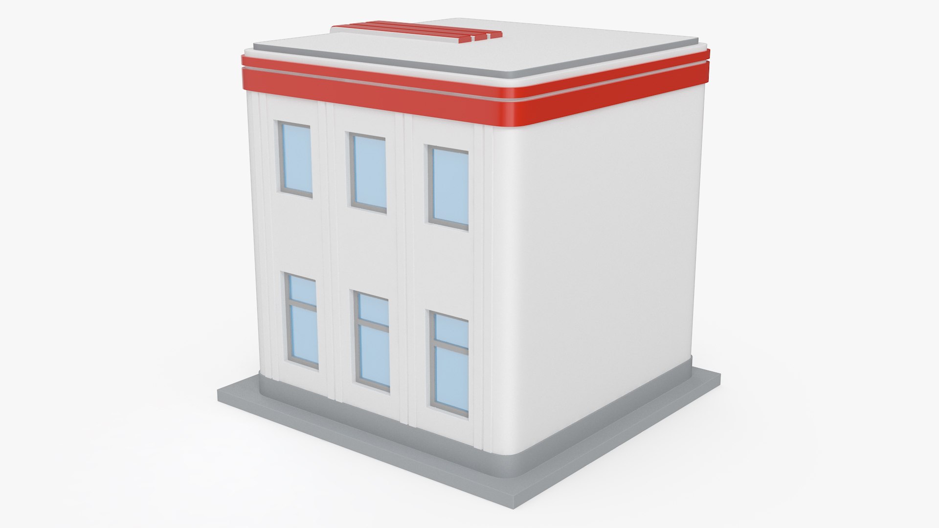 Cartoon Bank Building Red model - TurboSquid 1948149