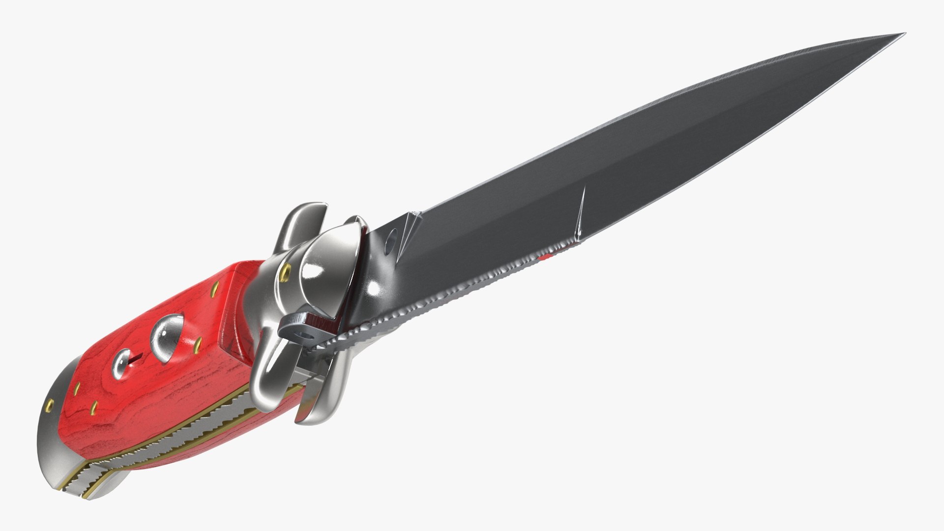 Automatic Switchblade Stiletto Knife Red Wood Handle model - TurboSquid ...