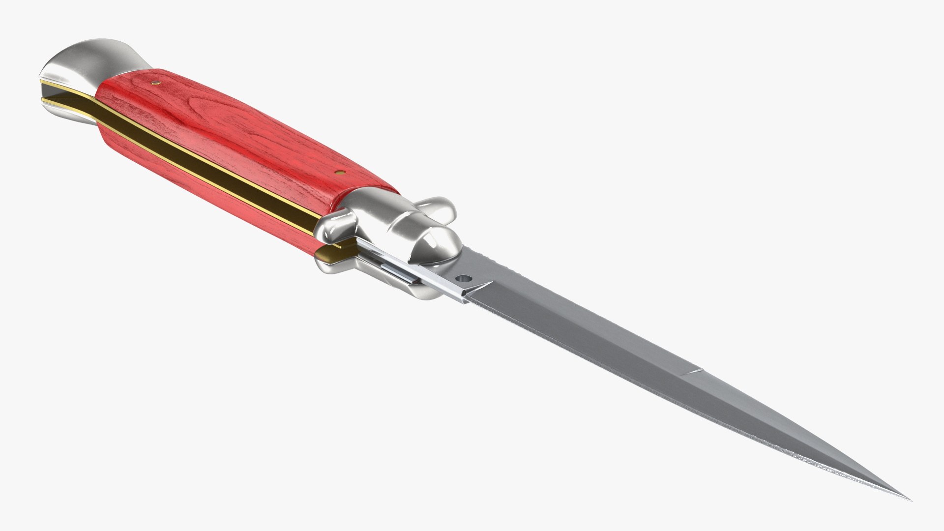 Automatic Switchblade Stiletto Knife Red Wood Handle model - TurboSquid ...