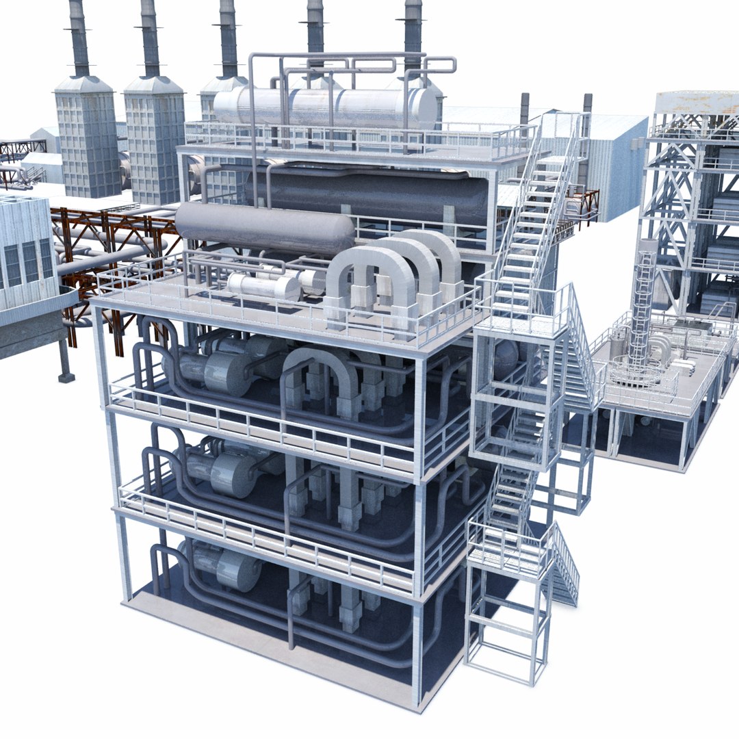 3d Model Industrial Buildings Processing Units