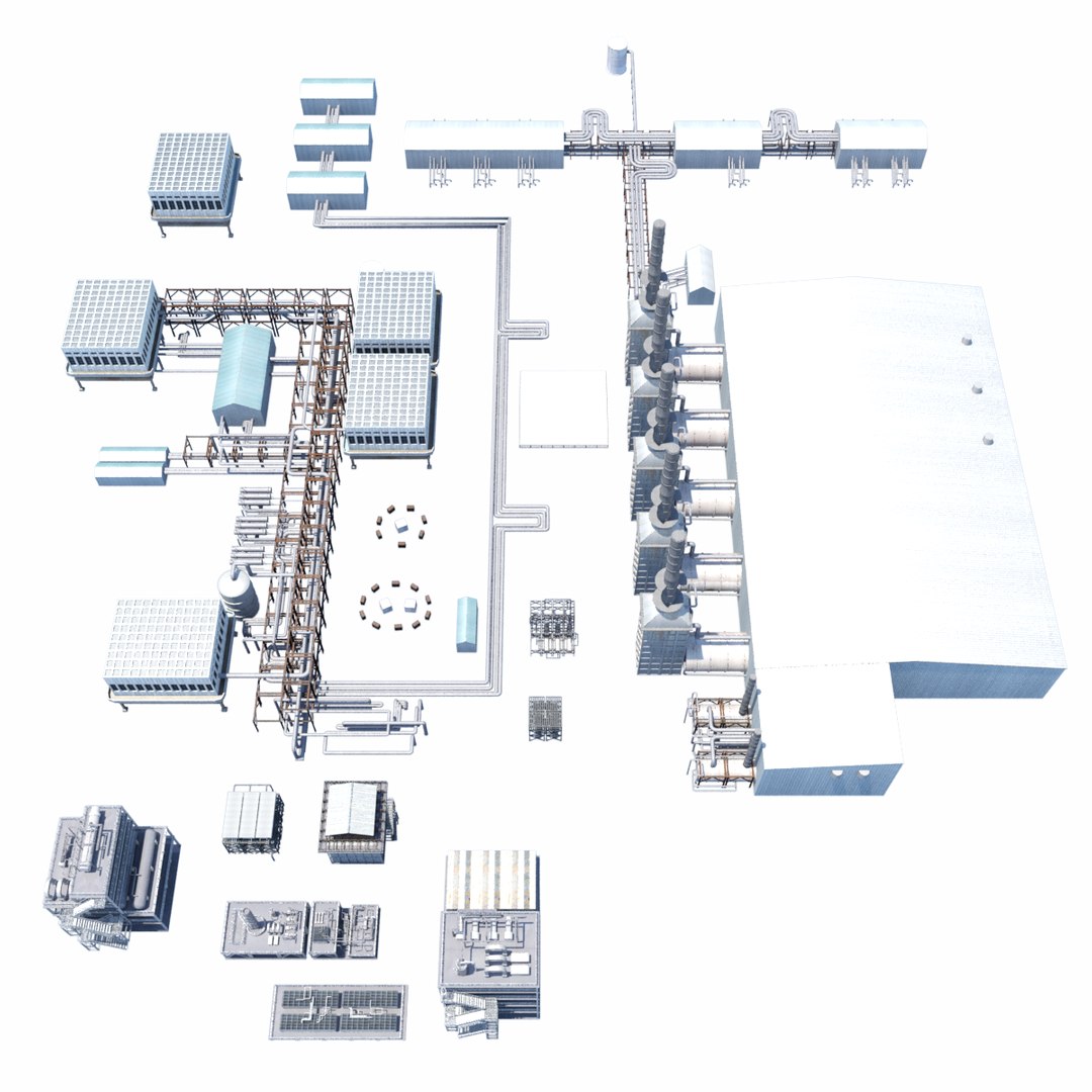 3d Model Industrial Buildings Processing Units