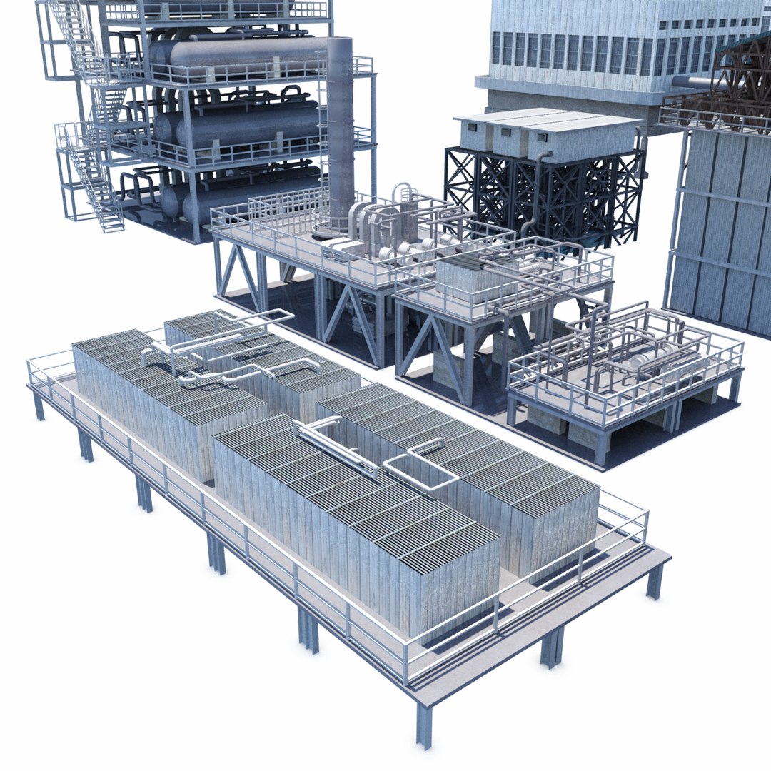 3d Model Industrial Buildings Processing Units