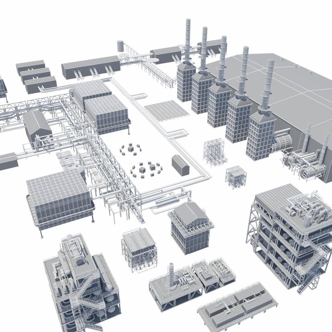 3d model industrial buildings processing units