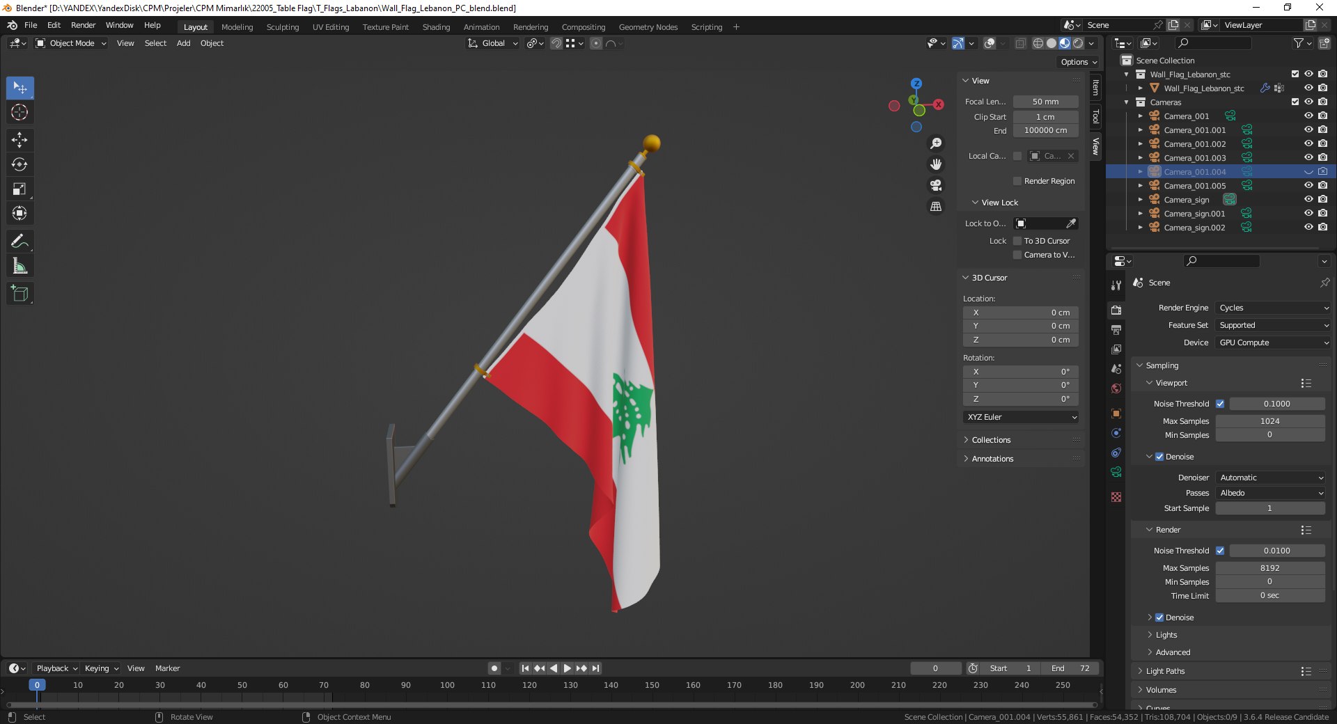 3D Wall Flag Lebanon Model - TurboSquid 2138311