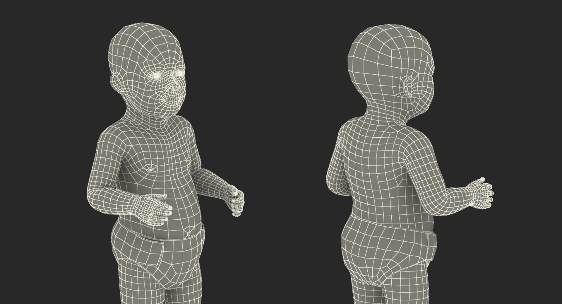 3d African American Baby Standing