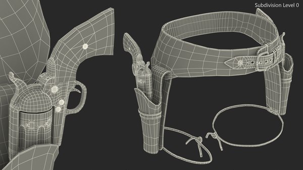 3D model Leather Double Gun Belt with Guns - TurboSquid 1774651