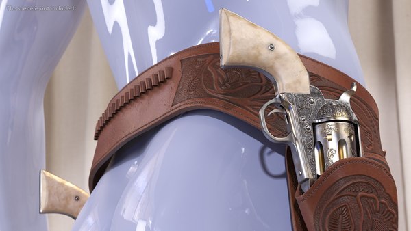 3D model Leather Double Gun Belt with Guns - TurboSquid 1774651