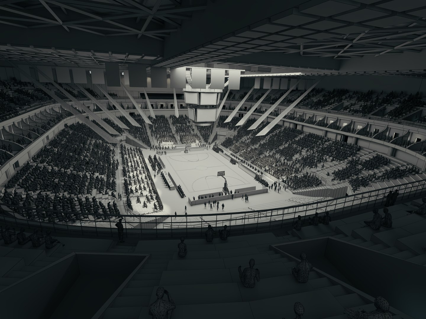 Indoor Basketball Arena Stadium Interior PBR Game Ready 3D Model ...