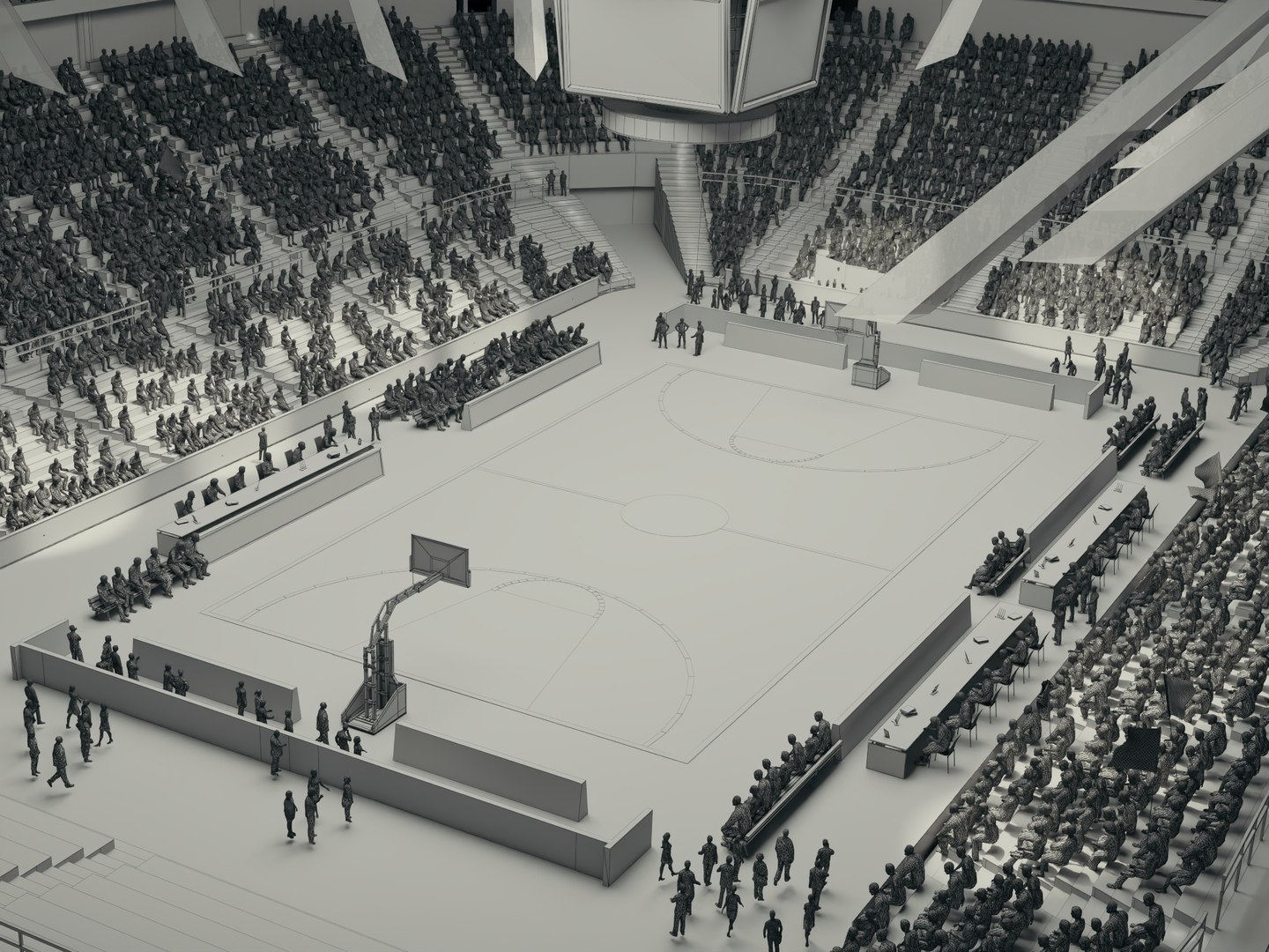 Indoor Basketball Arena Stadium Interior PBR Game Ready 3D Model ...