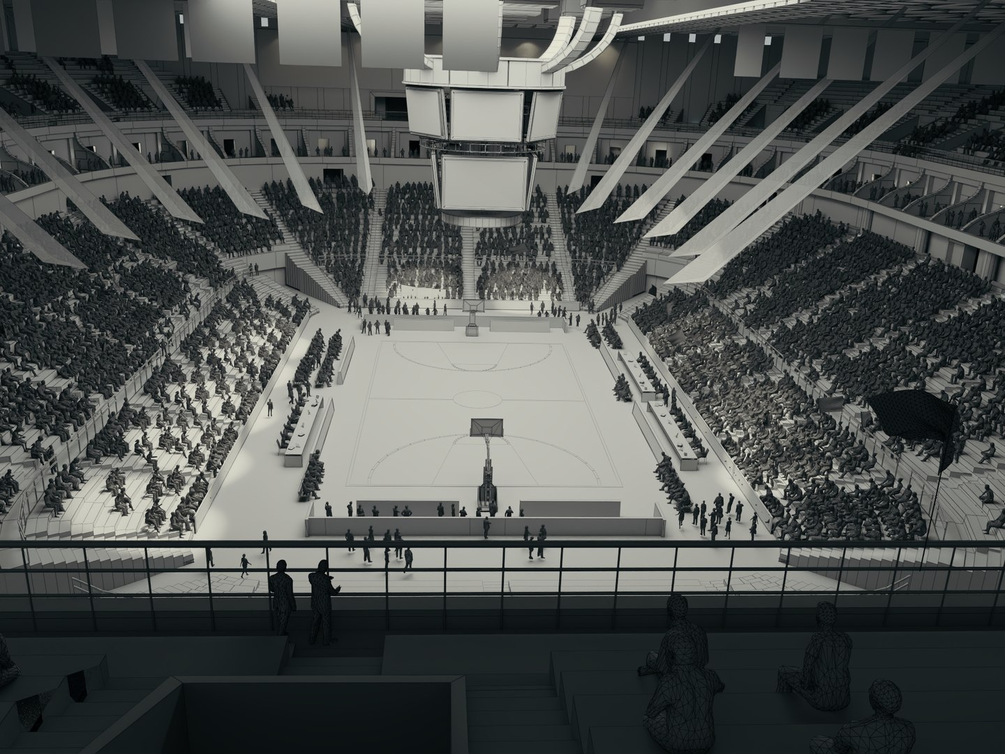 Indoor Basketball Arena Stadium Interior PBR Game Ready 3D Model ...