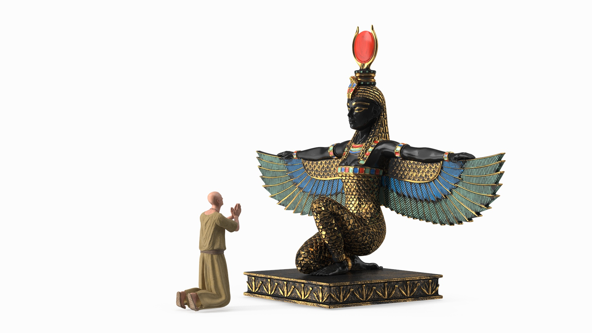 3D Ancient Priest Worships The Egyptian Goddess Isis Model - TurboSquid ...