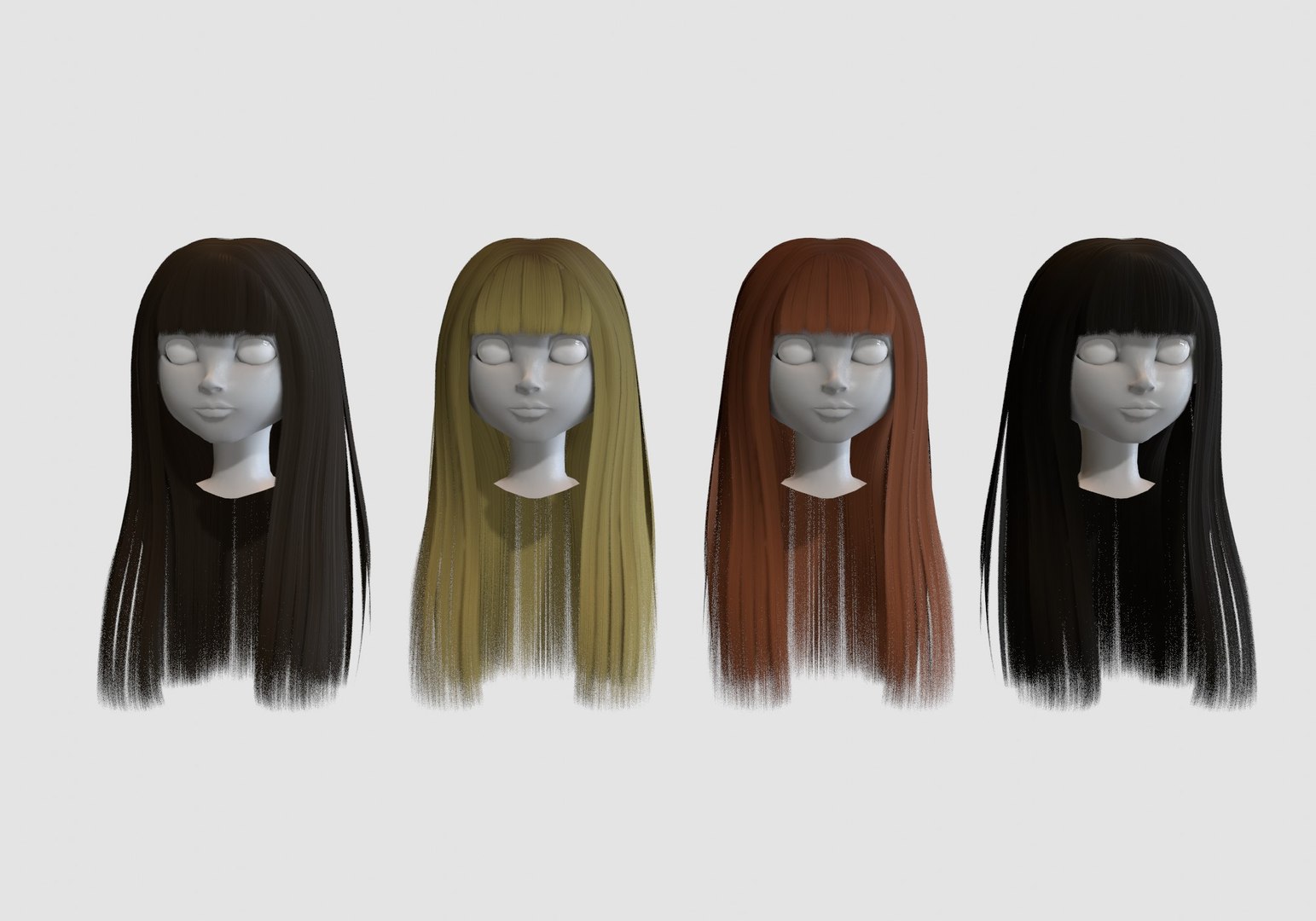 Hairstyle In 4 Colors 3D Model - TurboSquid 1899658