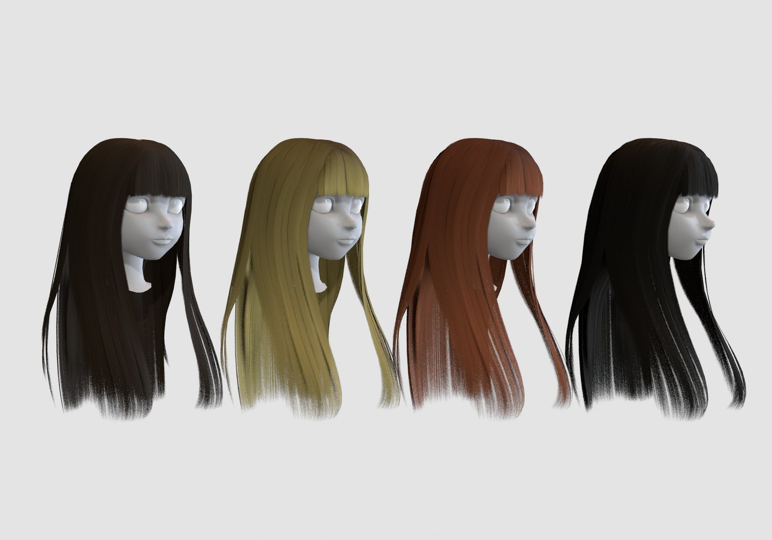 Hairstyle In 4 Colors 3D Model - TurboSquid 1899658