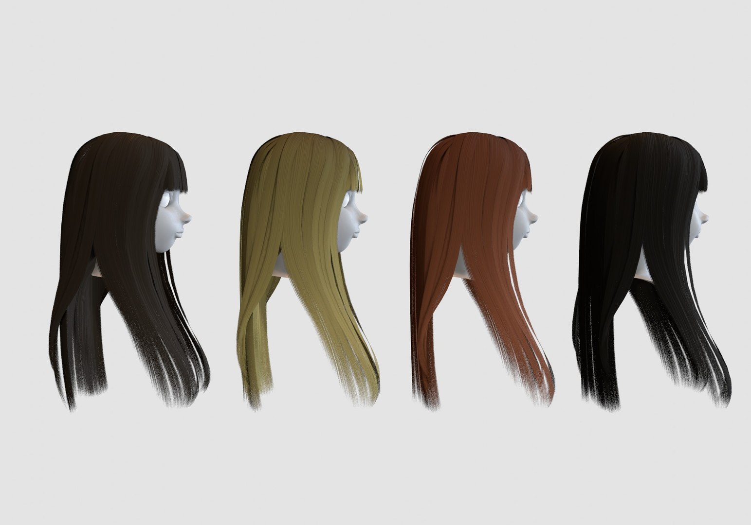Hairstyle In 4 Colors 3D Model - TurboSquid 1899658