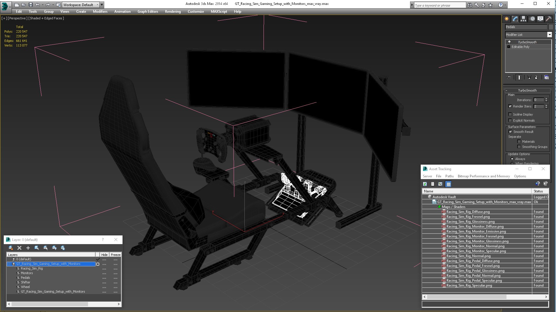 3D GT Racing Sim Gaming Setup with Monitors - TurboSquid 2069078