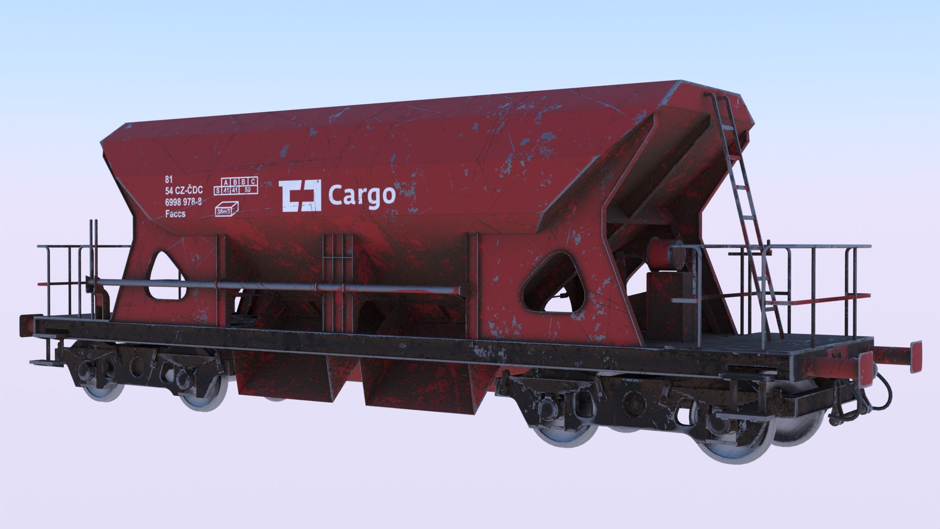 3D Hopper Wagon PBR Rusty - TurboSquid 2240108