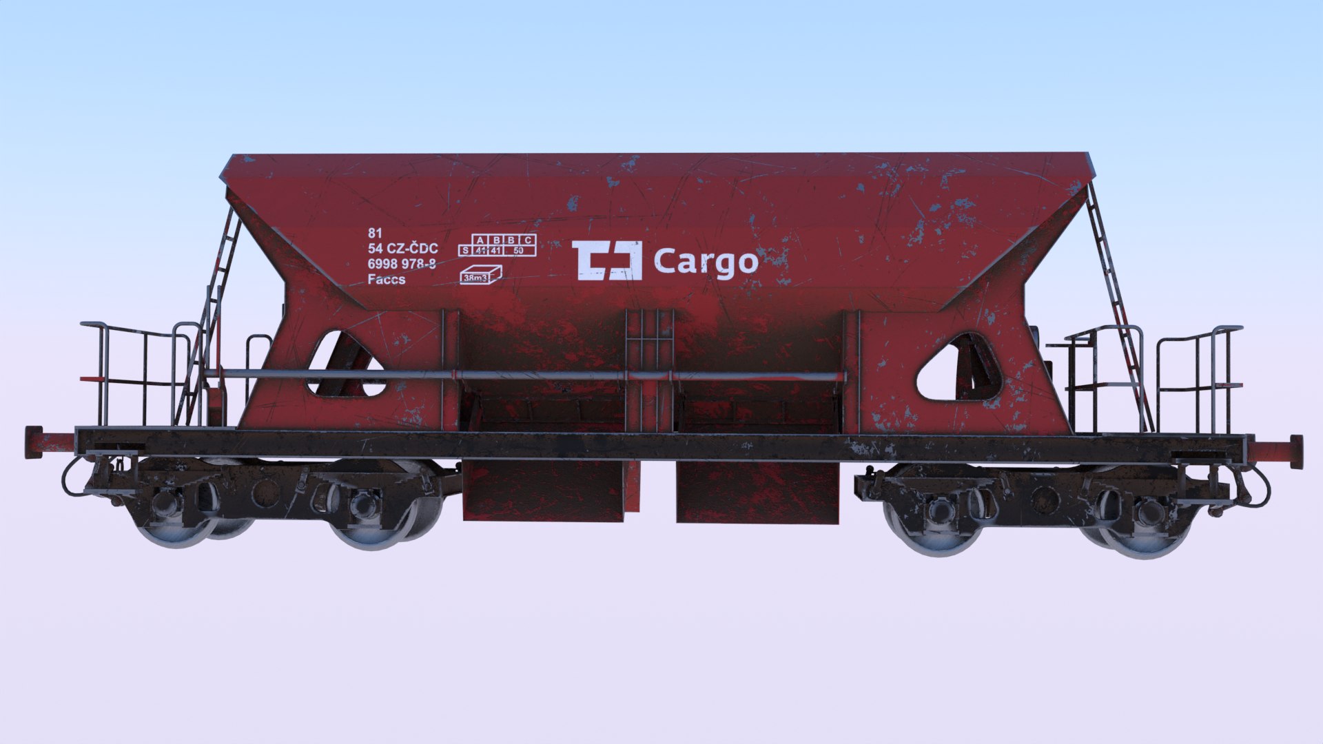 3D Hopper Wagon PBR Rusty - TurboSquid 2240108
