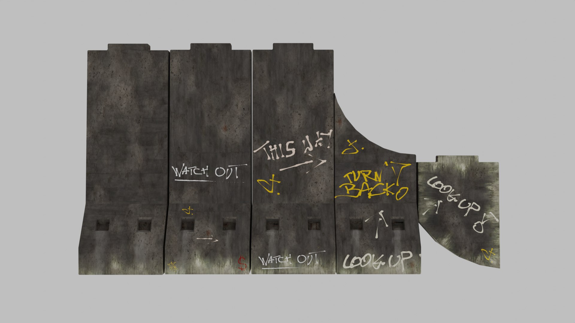 3D Modular Concrete Blast Walls Model - TurboSquid 2219225