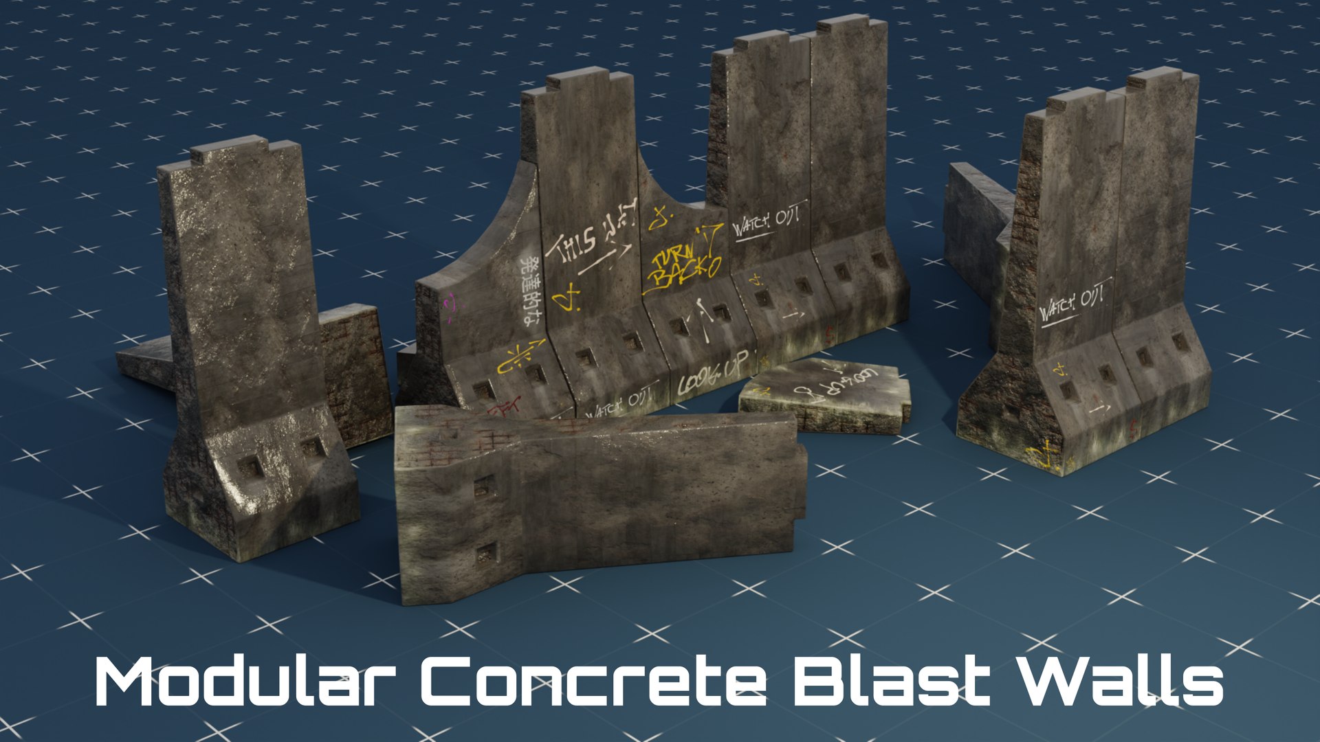 3D Modular Concrete Blast Walls Model - TurboSquid 2219225