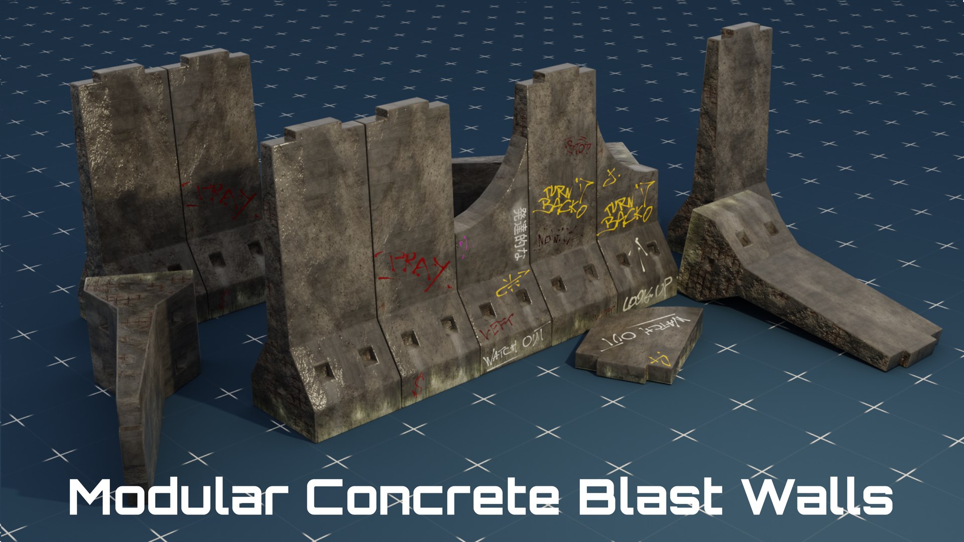 3D Modular Concrete Blast Walls Model - TurboSquid 2219225