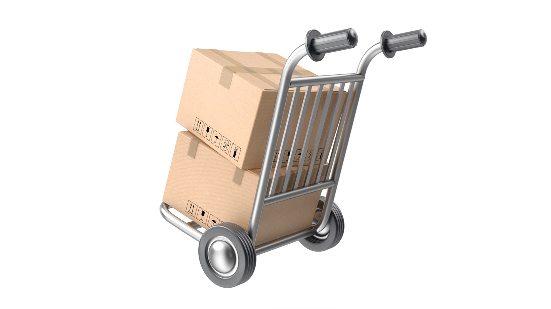 3D model Cargo boxes and hand trolley - TurboSquid 1895843