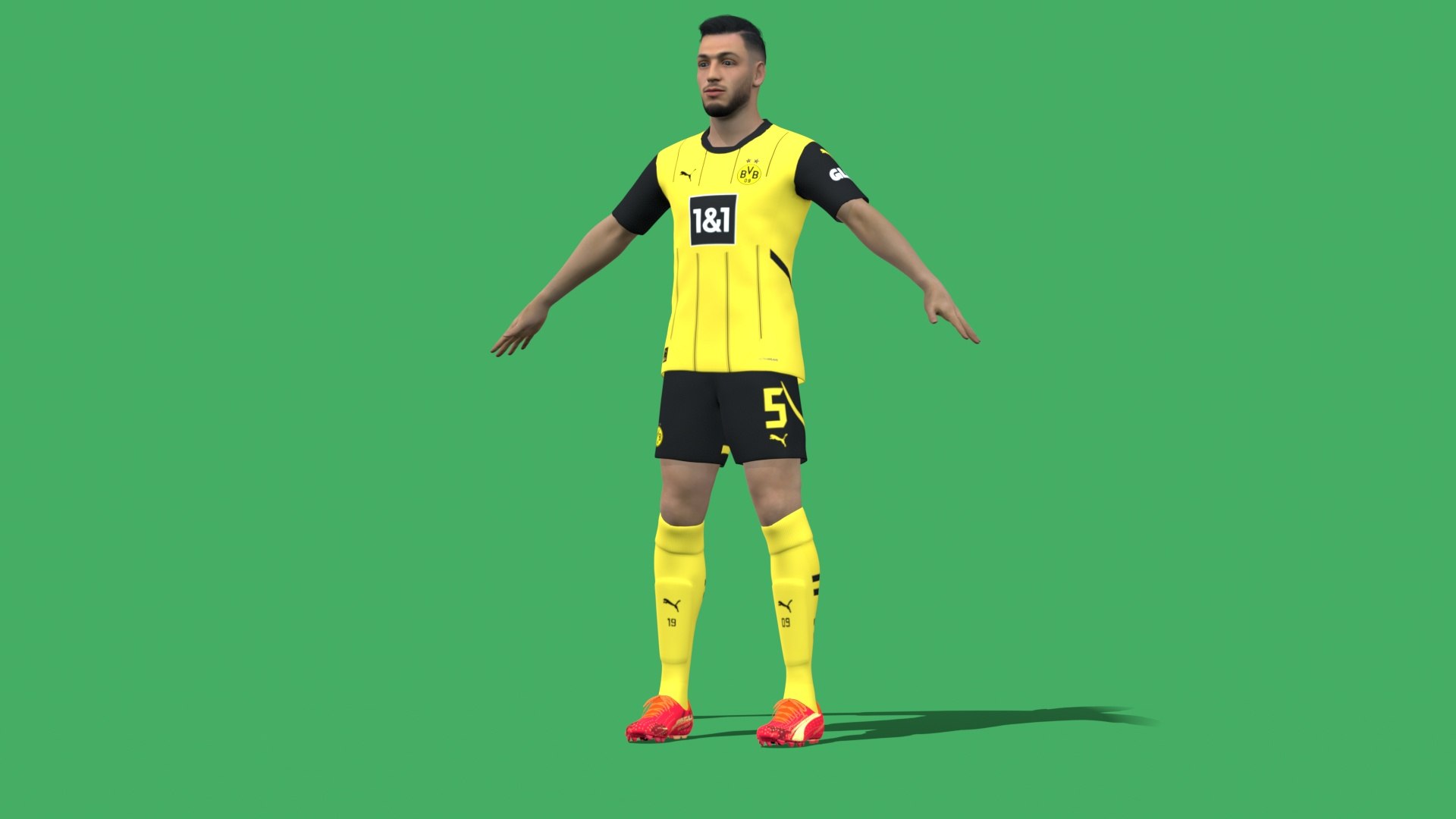 3D Model 3D Rigged Ramy Bensebaini Dortmund 2025 - TurboSquid 2395598