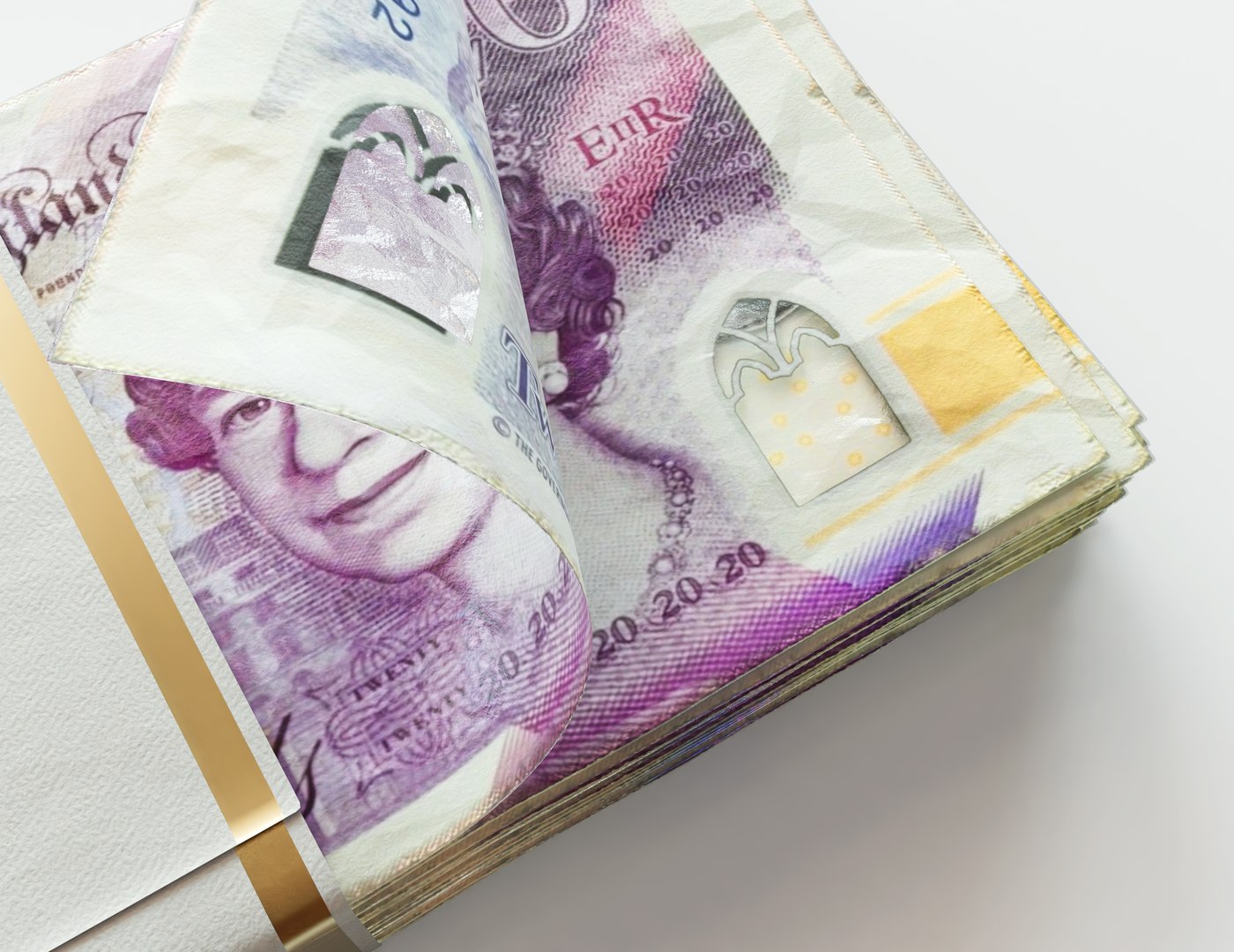 3D Cash Bundle British Pound Model - TurboSquid 2147677