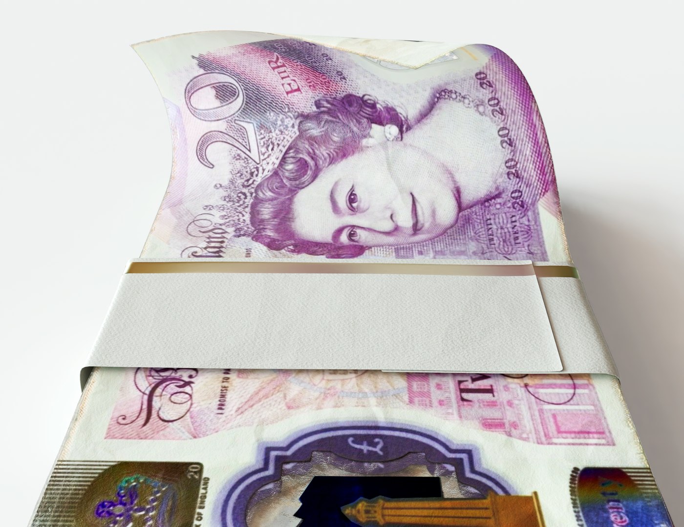 3D Cash Bundle British Pound Model - TurboSquid 2147677