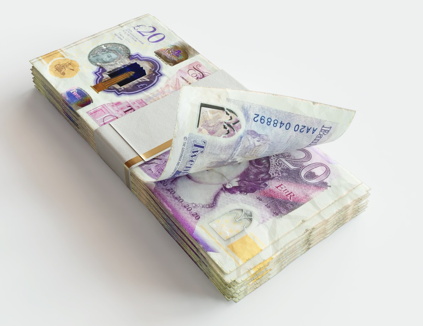 3D Cash Bundle British Pound Model - TurboSquid 2147677