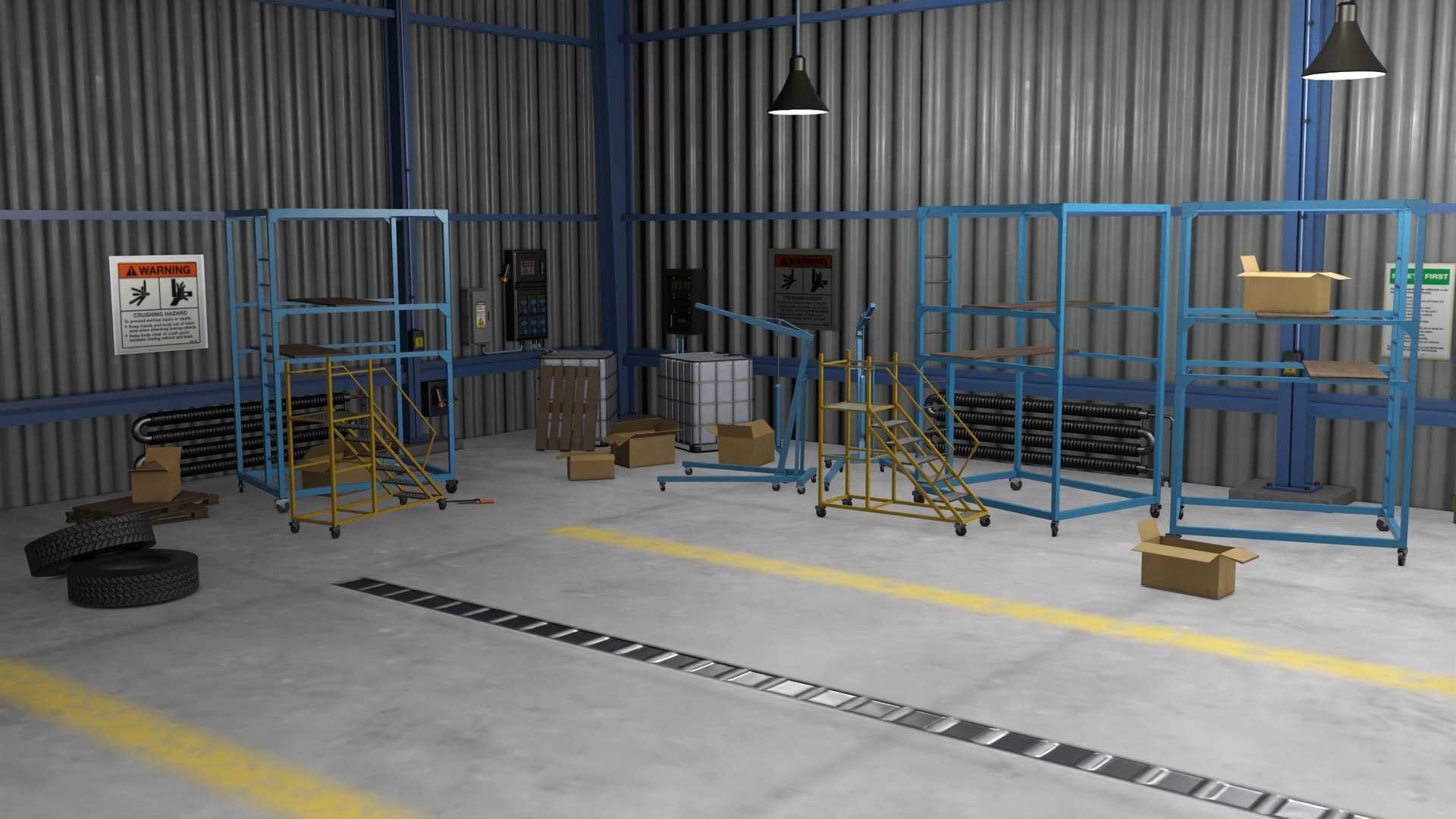 Truck Repair Workshop Interior 01 All PBR Unity UE Textures 3D model ...