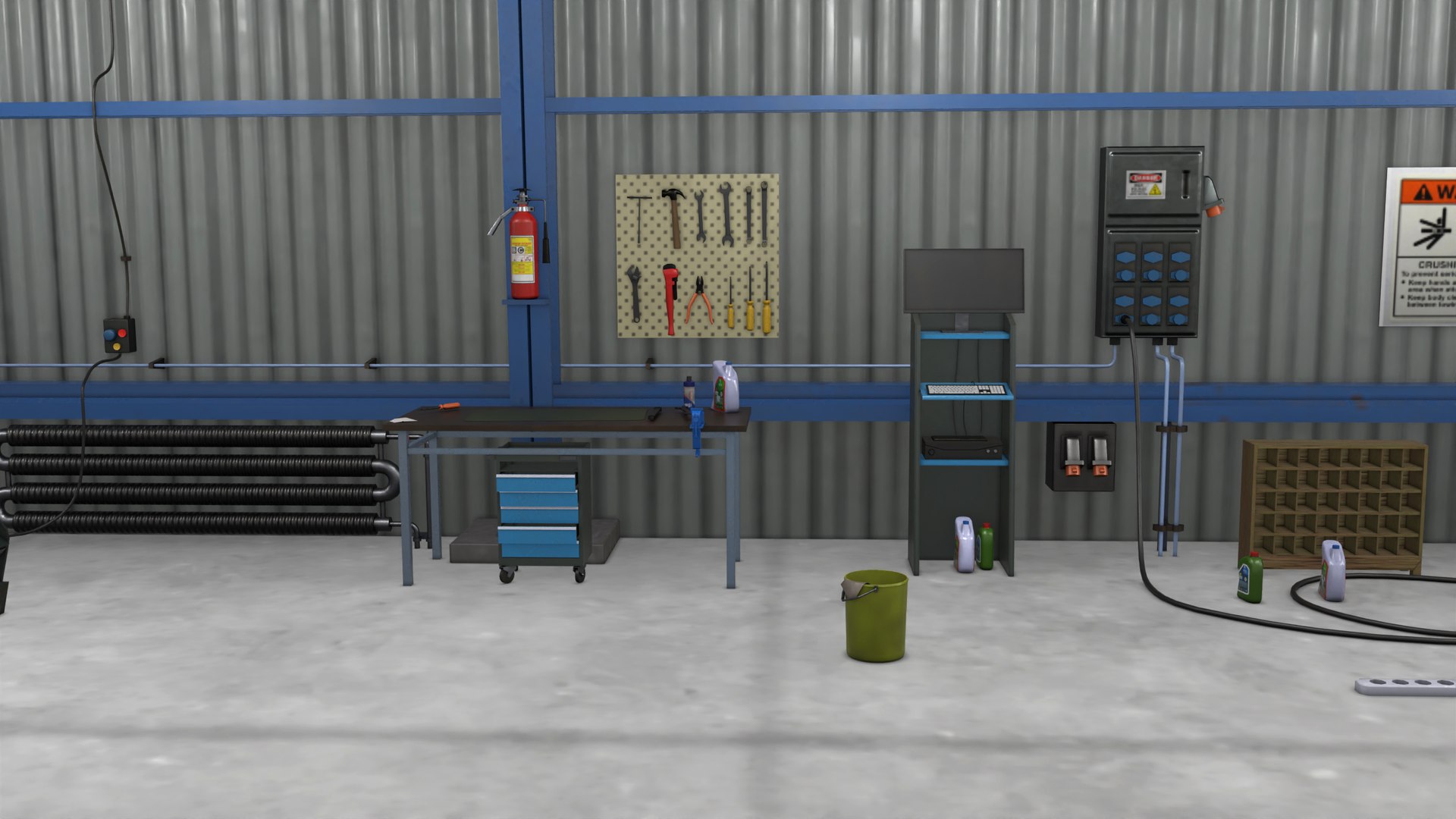 Truck Repair Workshop Interior 01 All PBR Unity UE Textures 3D model ...