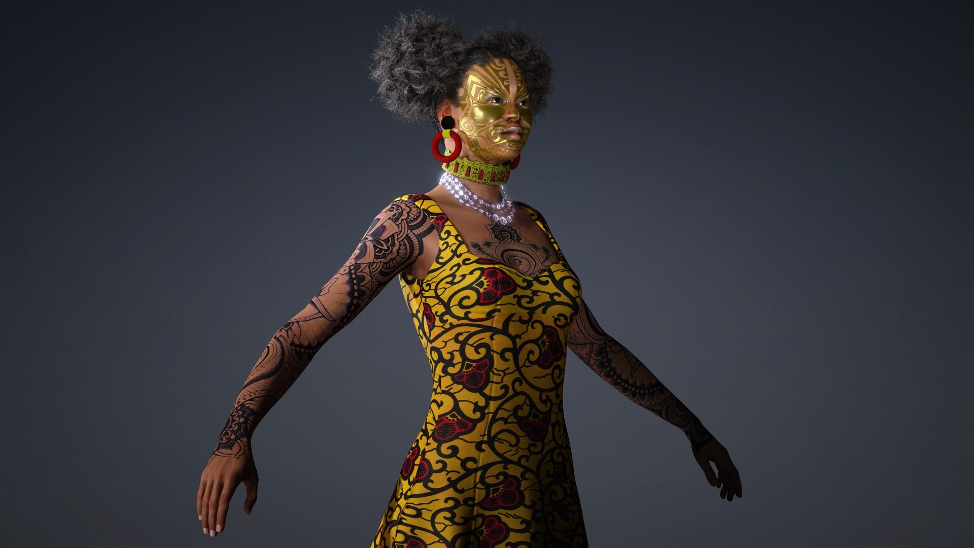 3D Model African Golden Woman - 3D Character Model - TurboSquid 2277037