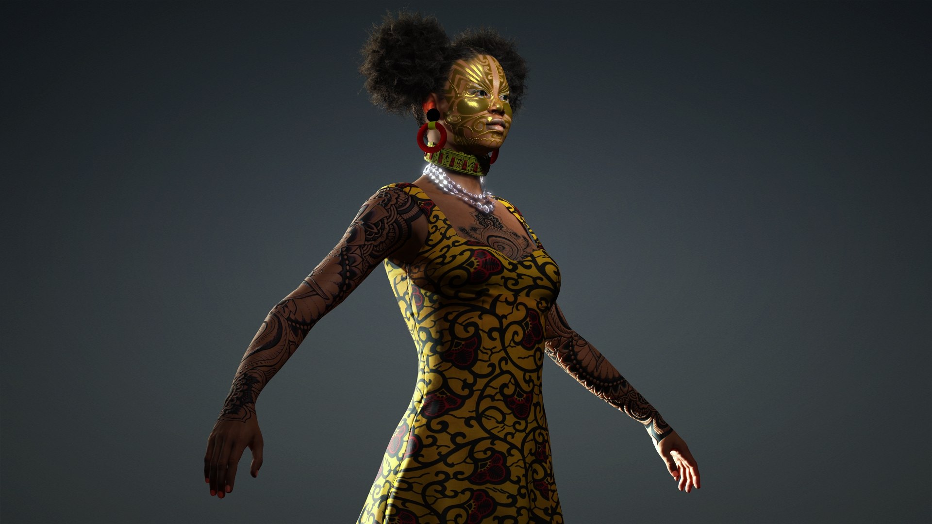 3D Model African Golden Woman - 3D Character Model - TurboSquid 2277037